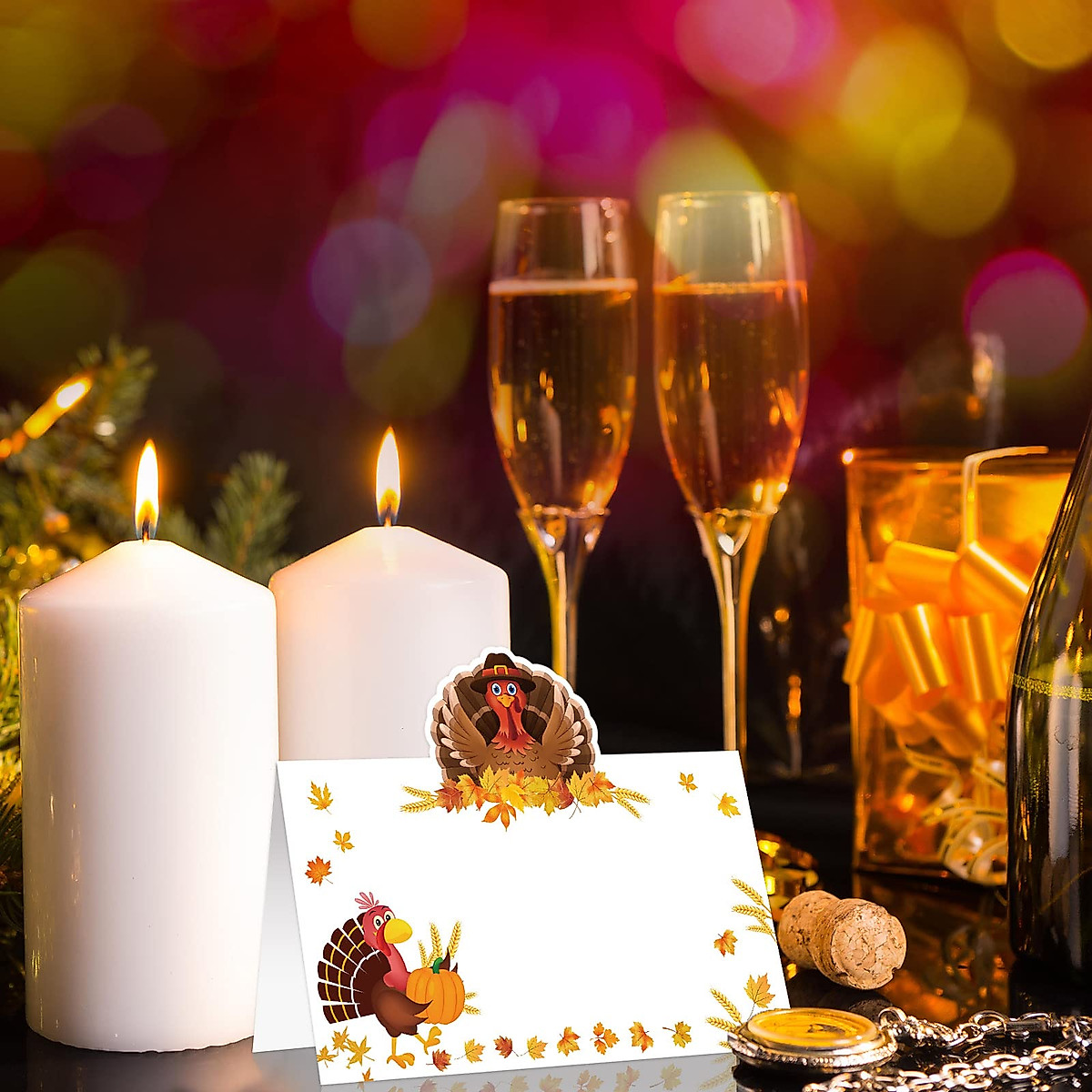 Thanksgiving Table Place Cards Turkey Tent Name Cards for Guest Table Seating 25Pcs