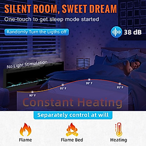 VEVOR Electric Fireplace, 60-inch Wall Mounted and Recessed Fireplace, Fit for 2 x 4 and 2 x 6 Stud, Adjustable Flame Colors and Speed with Remote Control & Timer, Compatible with Alexa, 1500 W, Black