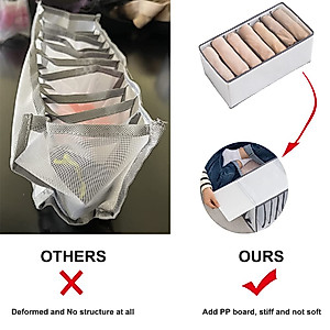 3 Set Cloth Drawer Organizer PVC Nylon Fabric Foldable Wardrobe Clothes Organizer Closet Compartment Dividers Clothes Collapsible Organization for T-shirt Jeans Pants (Gray)