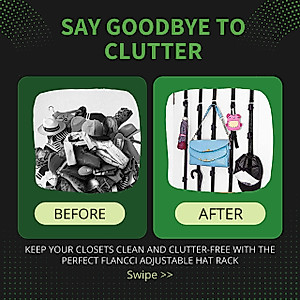 FLANCCI Hat Rack Organizer over the door, Baseball cap holder, hat hanger for closet door rack, Adjustable hat storage racks, Two Straps, Holds up to 18 Caps with adjustable hanging hooks