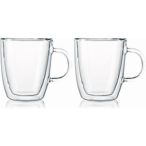 Bodum Bistro Double Wall Thermo-Glasses Coffee Mug Set, 15 Ounce, Clear (4-pack)