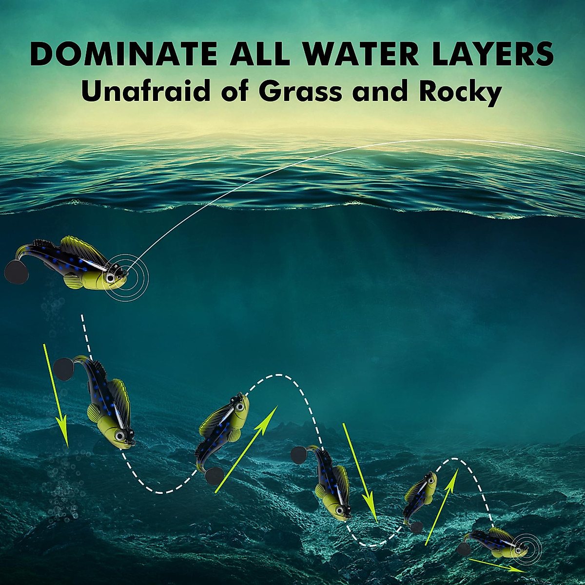 Gotour Weedless Soft Fishing Lures for Freshwater and Saltwater, Premium Pre-Rigged Jig Head Paddle Tail Swimbaits for Bass Fishing，Jigs Fishing Bait for Crappie Trout Walleye, Amazing Fishing Gifts