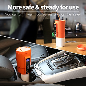 EAST MOUNT Smart Temperature Control Travel Coffee Mug Electric heated Travel Mug 12V Stainless Steel Tumbler Smart Heating Car Cup Keep Milk Warm LCD display Easily Washing Safe for use (Black)