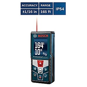 BOSCH Blaze GLM50C Bluetooth Enabled 165ft Laser Distance Measure with Color Backlit Display