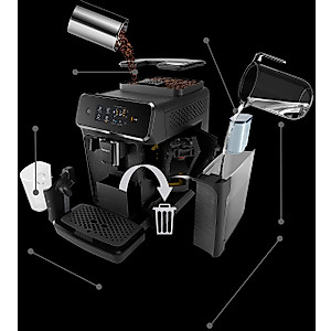 Philips 2200 Series Fully Automatic Espresso Machine w/LatteGo, Black, EP2230/14 (Renewed)