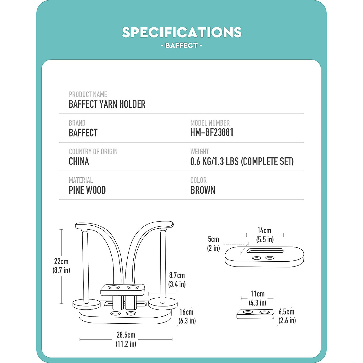 Baffect Yarn Holder Magnetic, Yarn Ball Holder Wooden, Yarn Spindle With Double Spindles, Spinning Yarn Holder For Crochet Lovers