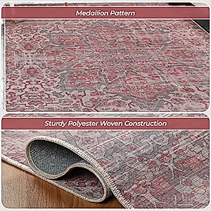 BNM Indoor Area Rug, Non-Slip Backing for Kids or Pets, Entryway, Living Room, Kitchen, Dorm, Bedroom, Hallway, Machine Washable Rugs, Floor Cover, Bohemian Rustic Home Decor, 6' x 9', Teal