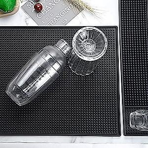 Rubber Service Bar Mat, Anti-slip12" x 6" Rubber Bar Spill Mat, 4 Pcs Premium PVC Pad for Kitchen, Restaurant, Countertop, Hotel, Beverages(4Pcs)