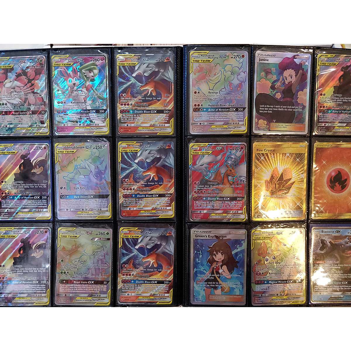 Pokemon 100+ Rainbow Rare Cards Binder Collection Includes 5 foils in Any Combination and at Least 1 of The Following Cards, EX and GX, FA, Secret Rare, Tag Team, Unified Minds
