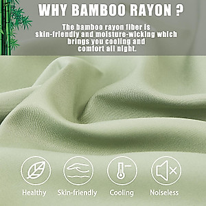 TELUS Green Pillow Cases Standard Size 2 Pack, Bamboo Rayon Cooling Pillowcases with Envelope Closure, Cool Breathable Pillow Cover for Hot Sleepers & Night Sweats, 20x26 inch