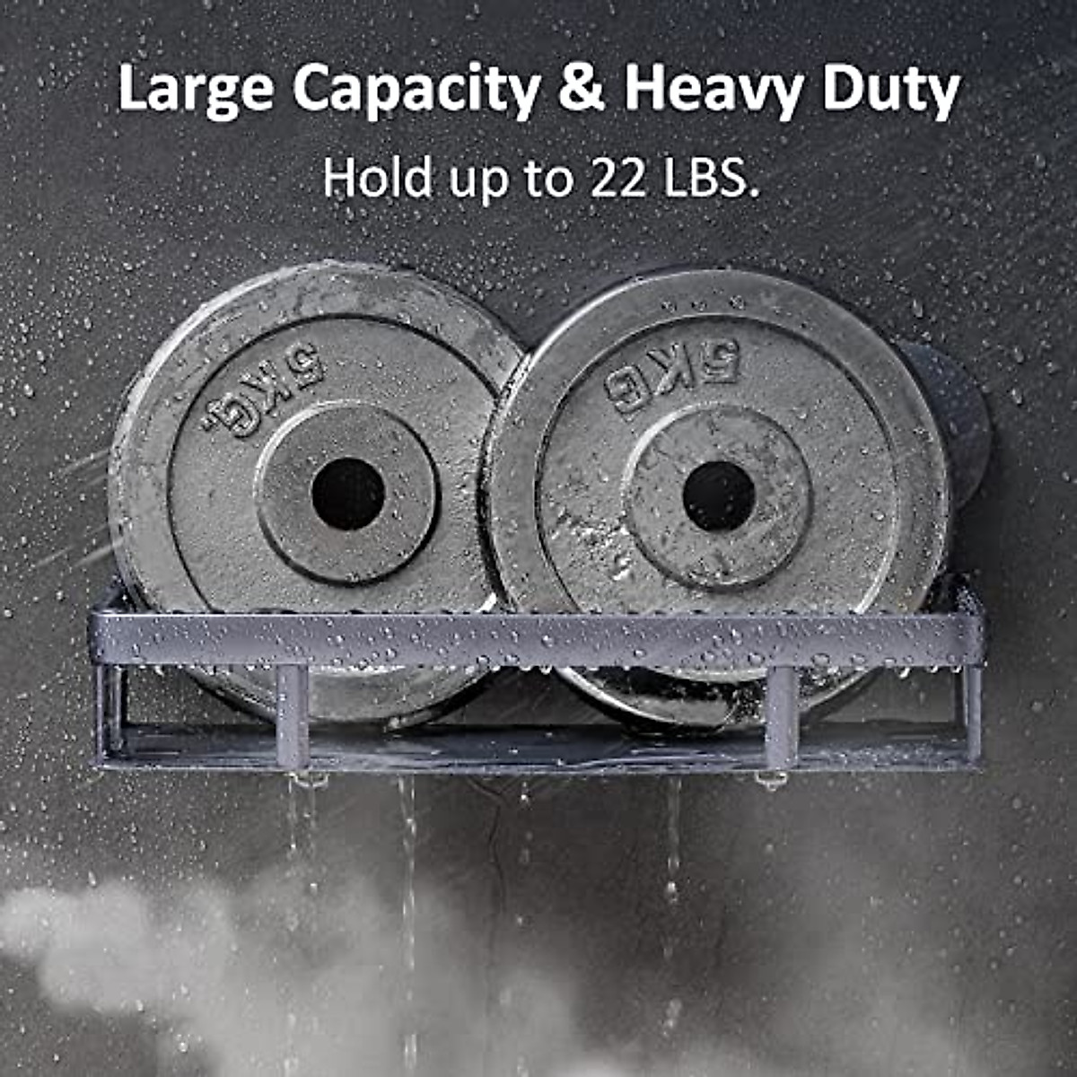 TAILI Aluminum Shower Caddy with Suction Cup, Shower Shelf Drill-Free Storage Basket for Shampoo, Body Wash, Rustproof Kitchen Bathroom Bedroom Organizer, Strong Weight Bearing of 22 LBS, Black