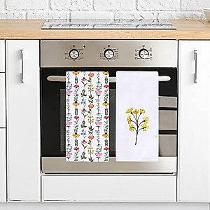 Set of 2 Spring Flowers Kitchen Dish Towel 18 x 28 Inch, Seasonal Spring Summer Wild Floral Tea Towels Dish Cloth for Cooking Baking