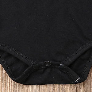 Mubineo Infant Baby Girl Basic Bell Short Sleeve Cotton Romper Bodysuit Tops Clothes (Black, 0-3 Months)