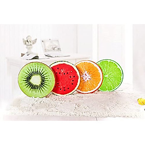 HYSEAS Round Throw Pillows 14 Inch Watermelon, 3D Print Decorative Plush Funny Fruit Stuffed Cushions Toy Seat Pad for Couch, Chair, Floor, Sofa