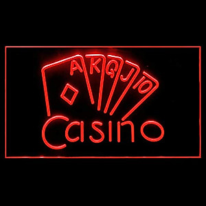 220092 Casino Poker Game Card Room Man Cave Home Decor Display LED Light Neon Sign (12" X 8", Red)