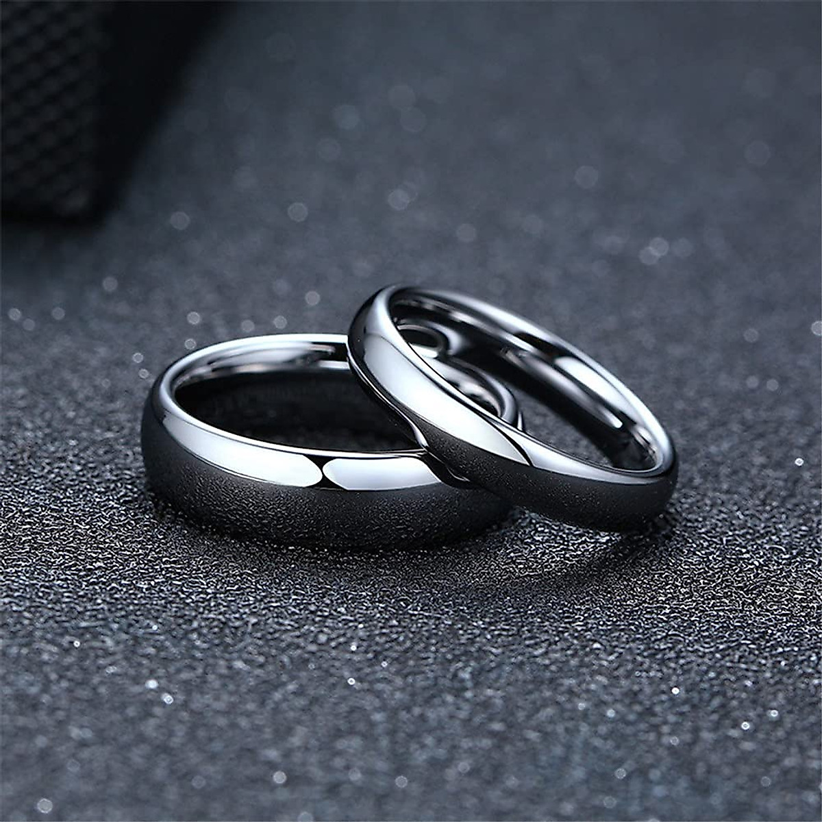 ZKXXJ Personalized Wedding Bands Sets for Him and Her,2Pcs Tungsten Carbide Custom Name Engraved Heart Couple's Ring Set Customized Couple Jewelry for Valentine's Day,Promise Gift