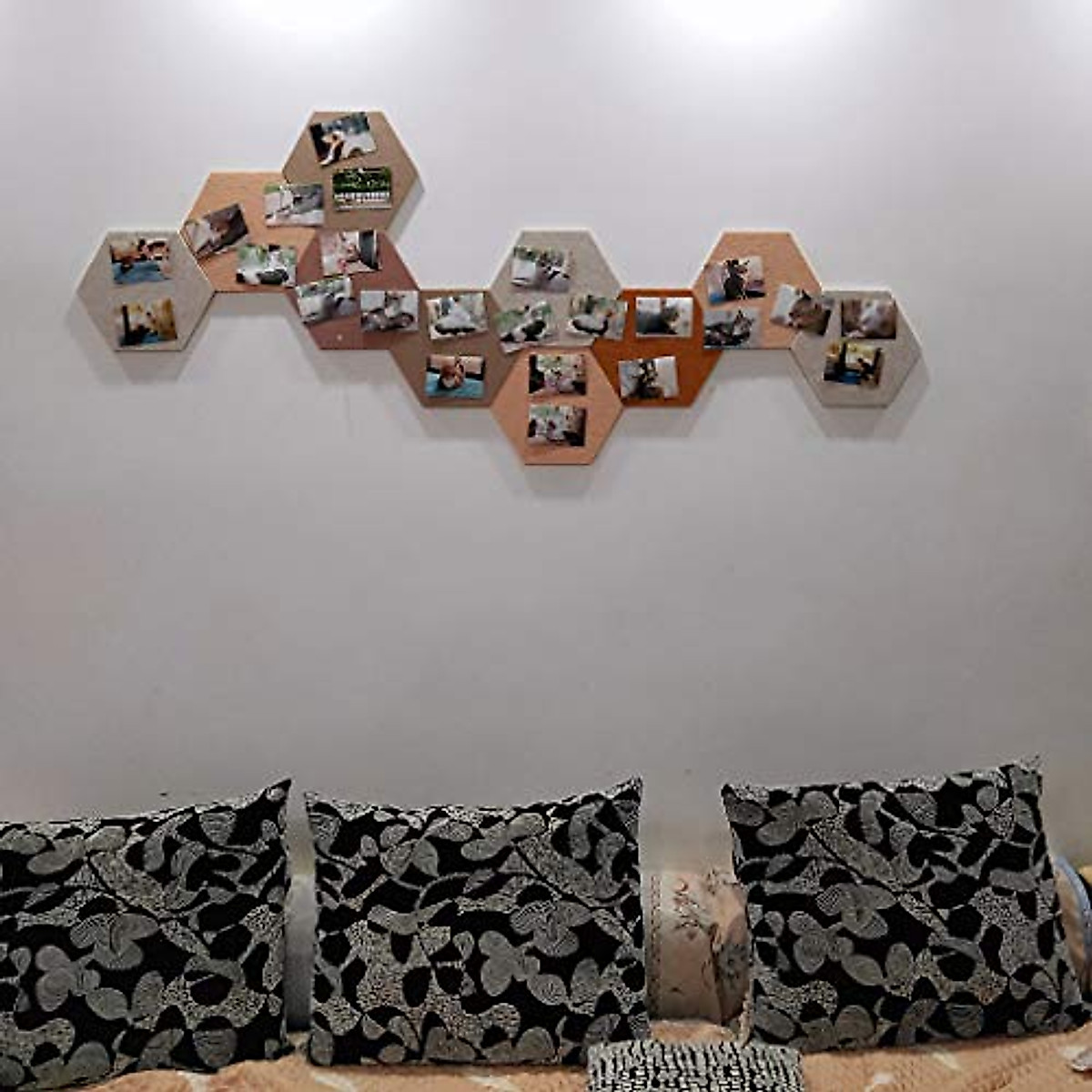DIY Hexagonal Felt, Background Wall Stickers Living Room self-Adhesive Creative Photo Wall memo Note Board Photo Message Display Board