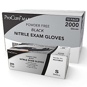 Disposable Black Nitrile Gloves Small, 2,000 Count Case - Heavy Duty 4 Mil Thick - Powder Free, Rubber Latex Free, Medical Exam Grade, Cooking and Food Safe - Soft with Textured Tips