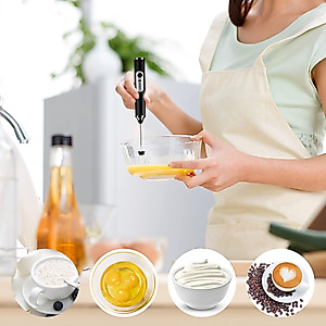 Milk Frother Handheld USB Rechargeable Milk Foam Maker with 2 Stainless Whisks Electric Mini Mixer 3 Speeds Adjustable for Coffee, Latte, Cappuccino, Matcha, Hot Chocolate, Egg, Black