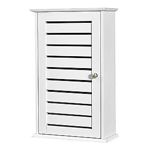 GLACER Medicine Cabinet, Wall Mounted Bathroom Storage Cabinet with Single Louvered Door and Adjustable Shelves, Perfect for Bathroom, Kitchen, Living Room, 14 x 6 x 22 inches (White)