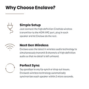 Enclave CineHome PRO - 5.1 Wireless Plug and Play Home Theater Surround Sound System - THX, Dolby, DTS WiSA Certified - includes 5 Active Wireless Speakers, 10-inch Subwoofer & CineHub Transmitter