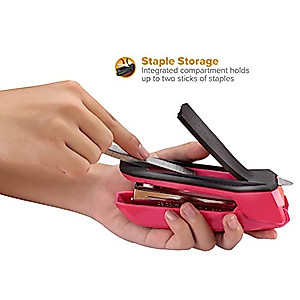 Bostitch Office Ascend 3 in 1 Stapler Integrated Remover & Staple Storage, 420 Staples Included, 20 Sheet Capacity, Lightweight, Pink