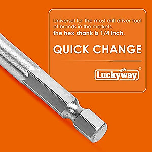 Luckyway 13-Piece 1/4 Inch to 1-1/2 Inch Spade Drill Bits Set for Wood, Plastic, Aluminum Hole Cutting