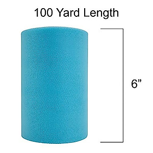 Tulle Fabric Roll | 6” by 100 Yards | Polyester Spool for Crafts Decorations Tutu Weddings Costumes Skirts Parties Gift Bow and More – by Craft Forge (Turquoise)