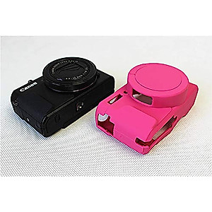 Removable Lens Cover Silicone Gel Rubber Soft Camera Case Cover for Canon PowerShot G7x Mark ii Camera Magneta