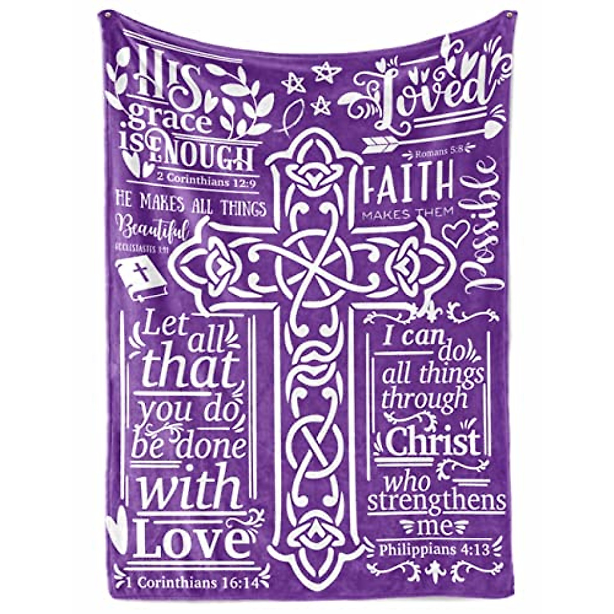 InnoBeta Christian & Religious & Spiritual Gifts, Inspirational Bible Verse Blanket for Women and Men, Flannel Throw Blanket for Christmas, Thanksgiving, Birthday, 50"x 65", Purple