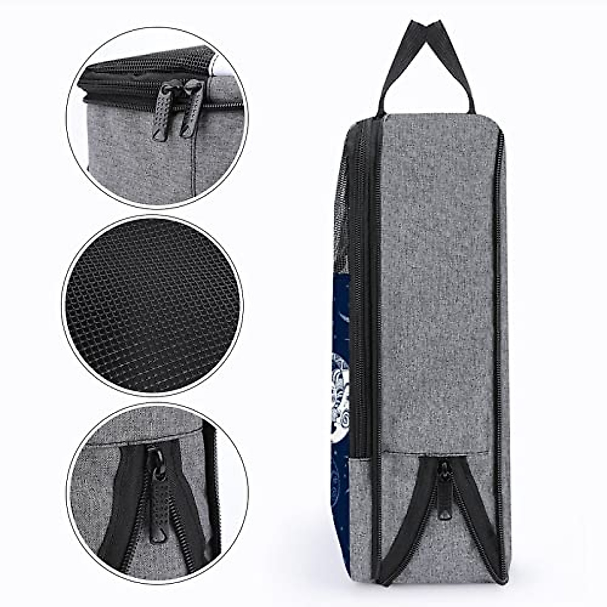 Frcavbin Magical Sun Moon And Stars Night Travel Shoe Bag Shoes Carrier with Handle and Zipper Foldable Shoe Puches Organizer for Home storage School starts