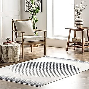 nuLOOM Francesca Machine Washable Contemporary Moon Area Rug, 4' x 6', Grey