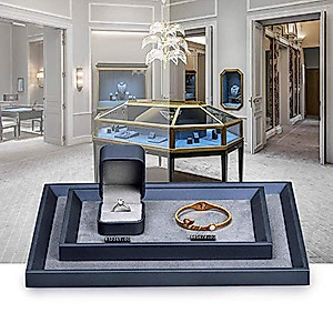 Oirlv Premium Leather Flat Jewelry Tray Jewelry Display Organizer Tray,Catchall Tray, Valet Tray, Nightstand or Dresser Organizer(Small)