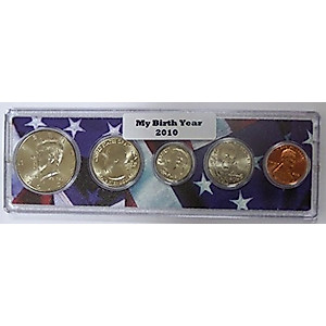 2010-5 Coin Birth Year Set in American Flag Holder Collection Seller Uncirculated