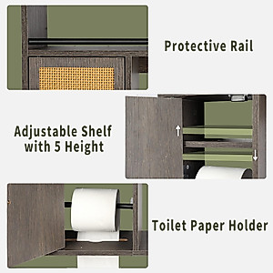 VIWODS Wall Cabinet with Light, Floating Display Cabinet for Bedroom Living Room Decor, Medicine Cabinet for Bathroom Over Toilet Storage, Rustic Brown