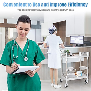 Mobile Utility Cart with Wheels Professional Medical Trolley Cart 220 Lbs Load Plastic and Stainless Steel Esthetician Storage Cart with Basins and Kegs for Beauty Salon Hospital Clinic Home