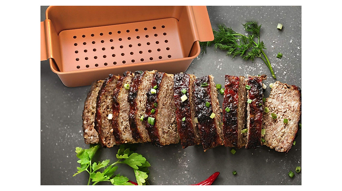 Healthy Copper Non-Stick Meatloaf Pan 2-Piece Set | Oven Safe