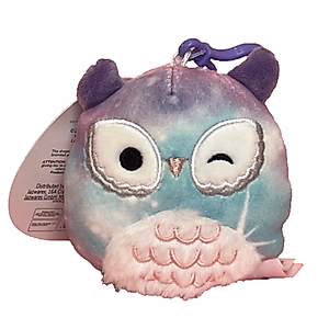 Squishmallow Official Kellytoy 3.5 Inch Clip On Bag Keychain Backpack Clips Squishy Soft Plush Toy Animal (Solina Owl)