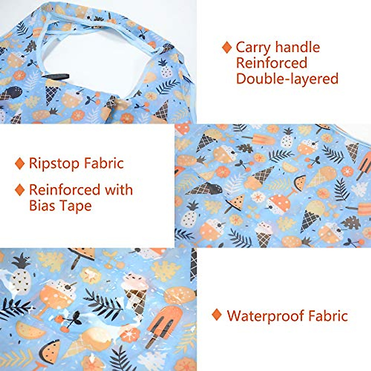 yanyan Foldable Reusable Grocery Shopping Tote Bags, 8 Pack Eco-friendly Large Recycle Shopping Bags Folding to fits in Pocket-Machine Washable