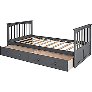 STP-Y Bunk Beds Full Over Full with Drawers, Solid Wood Full Bunk Beds with Ladder for Boys Girls Teens Adults, Gray (Color : Twin Gray)