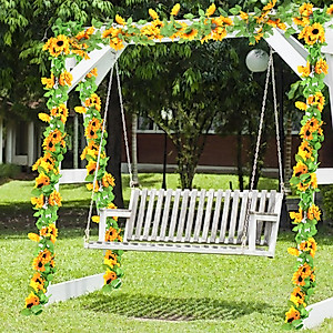 BigOtters 4 Pack Sunflower Garland for Decoration, Silk Sunflowers Artificial Flowers for Sunflower Theme Party Fall Wedding Decor Baby Bridal Shower Decorations