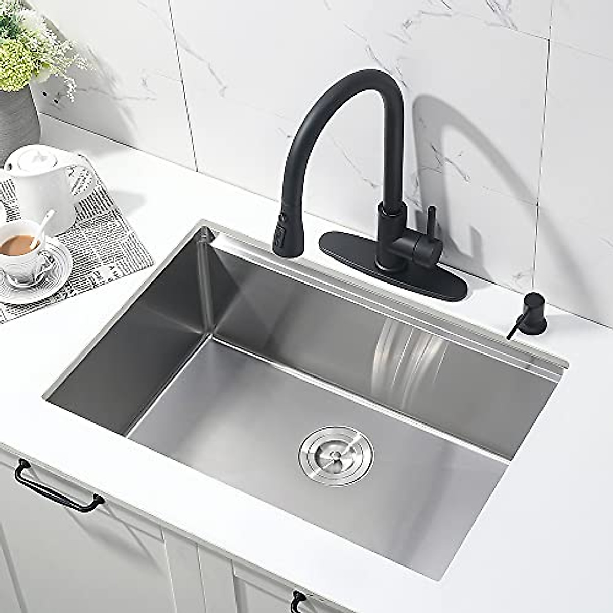 30 Inch Undermount Workstation Sink -Bokaiya 30x19 Stainless Steel Undermount Kitchen Sink Single Bowl 16 Gauge Deep Single Bowl Kitchen Sink with Cutting Board