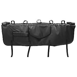 IKON MOTORSPORTS Tailgate Pad, Compatible With Most Trucks 53Inches Width Pickup, Black PVC Tailgate Pad w/ 5-Bike Straps & 1 Tool Bag