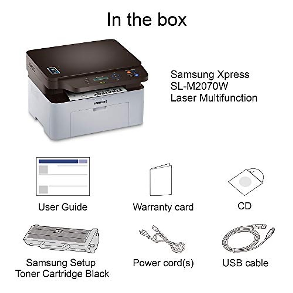 Samsung Xpress M2070W Wireless Monochrome Laser Printer with Scan/Copy, Simple NFC + WiFi Connectivity and Built-in Ethernet (SS298H)