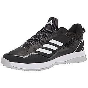 adidas Men's Icon 7 Turf Baseball Shoe, Black/White/Silver Metallic, 12