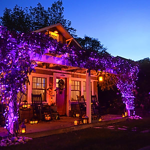Joomer Purple Halloween Lights, 66ft 200 LED Halloween Light Plug In Timer Indoor Outdoor Fairy Twinkle Tree Light Waterproof 8 Modes for Home Halloween Decorations