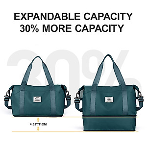 Travel Waterproof Gym Tote Bag with Fanny Pack,Weekender Carry On Overnight Bags for Women with Trolley Sleeve Wet Pocket,Duffel Hospital Bag, Dark Blue