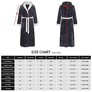 FashGudim Mens Robes Big and Tall with Hood Two-Tone Flannel Fleece Contrast Bathrobe Full Length Plush Long Robe Warm House Coat (Grey & White, XXL)