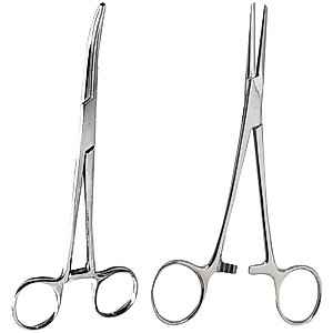 SURGICAL ONLINE 2 Piece Curved & Straight 8" Hemostat Set, Stainless Steel Locking Tweezer Clamps - Ideal Hemostats for Nurses, Fishing Forceps, Crafts and Hobby