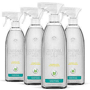 Method Daily Shower Cleaner Spray, Plant-Based & Biodegradable Formula, Spray and Walk Away, Eucalyptus Mint Scent, 28 Fl Oz, (Pack of 4), Packaging May Vary